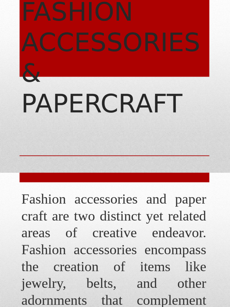 Fashion Accessories & Papercraft | PDF