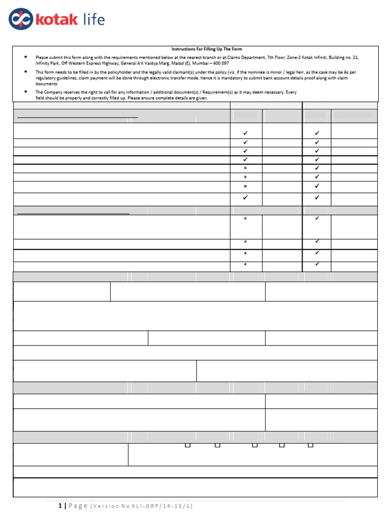 Group Claim Intimation Form - Credit | PDF | Insurance | Life Insurance