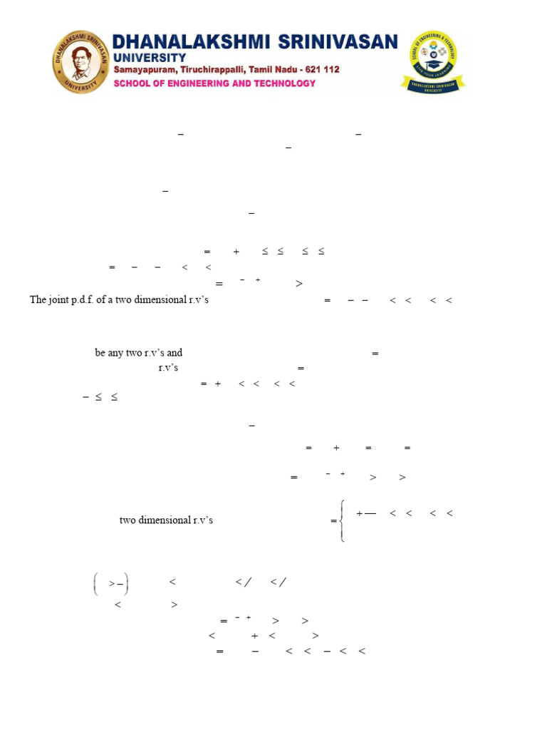 Unit - II Two Dimensional Random Variables | PDF | Probability Density Function | Measure Theory