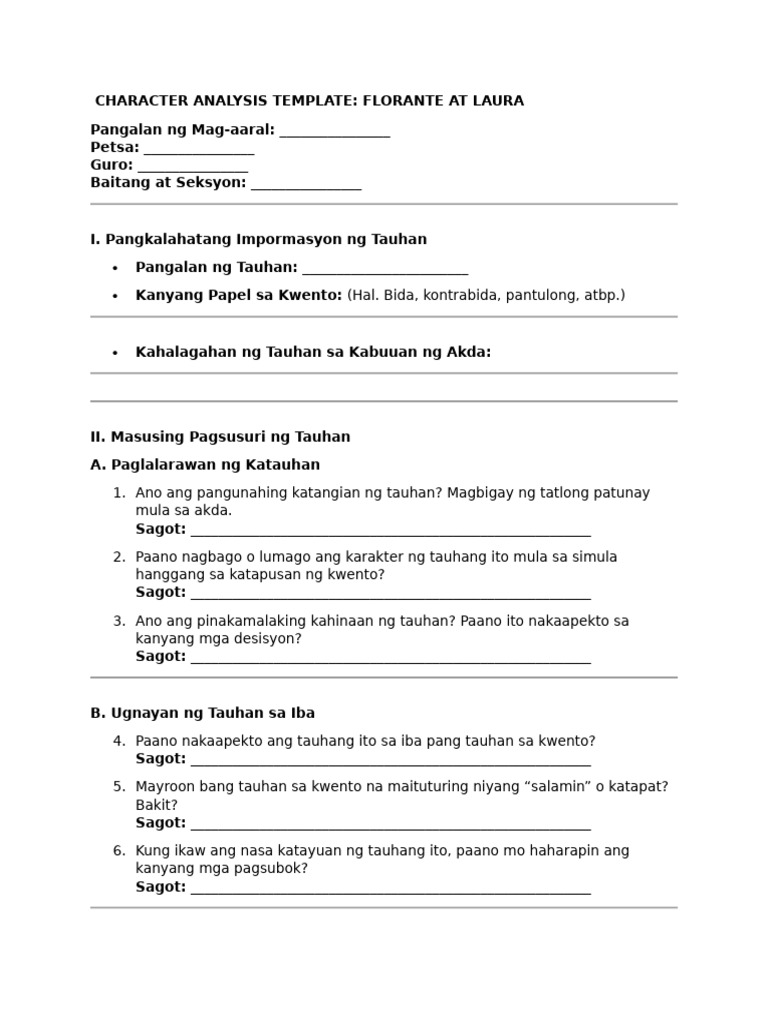 Character Analysis | PDF