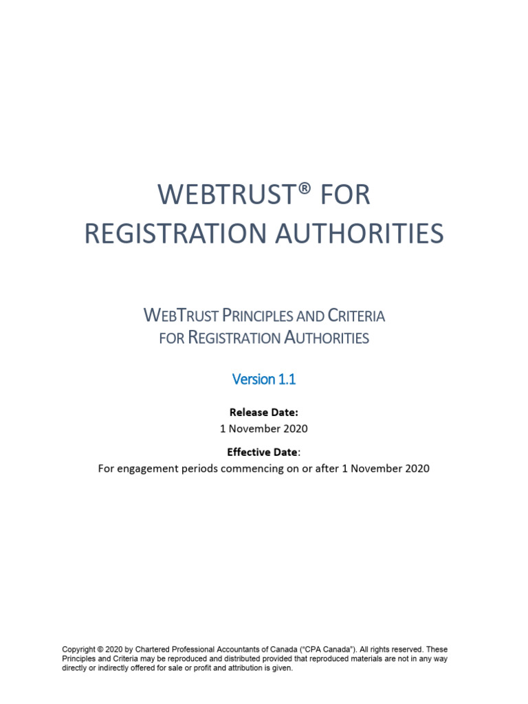 WebTrust Compliance for Registration Authorities | PDF | Key ...