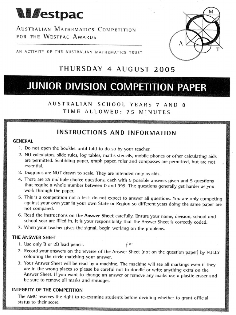 AMC 2005 Junior | PDF