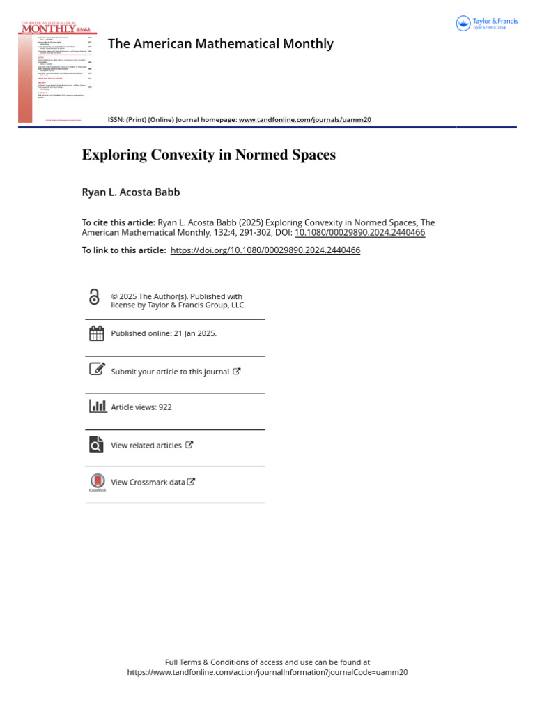2025 - Exploring Convexity in Normed Spaces | PDF | Banach Space | Convex Set