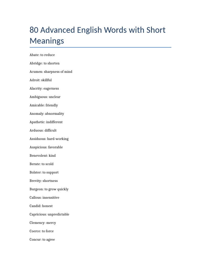 80 Advanced English Words | PDF