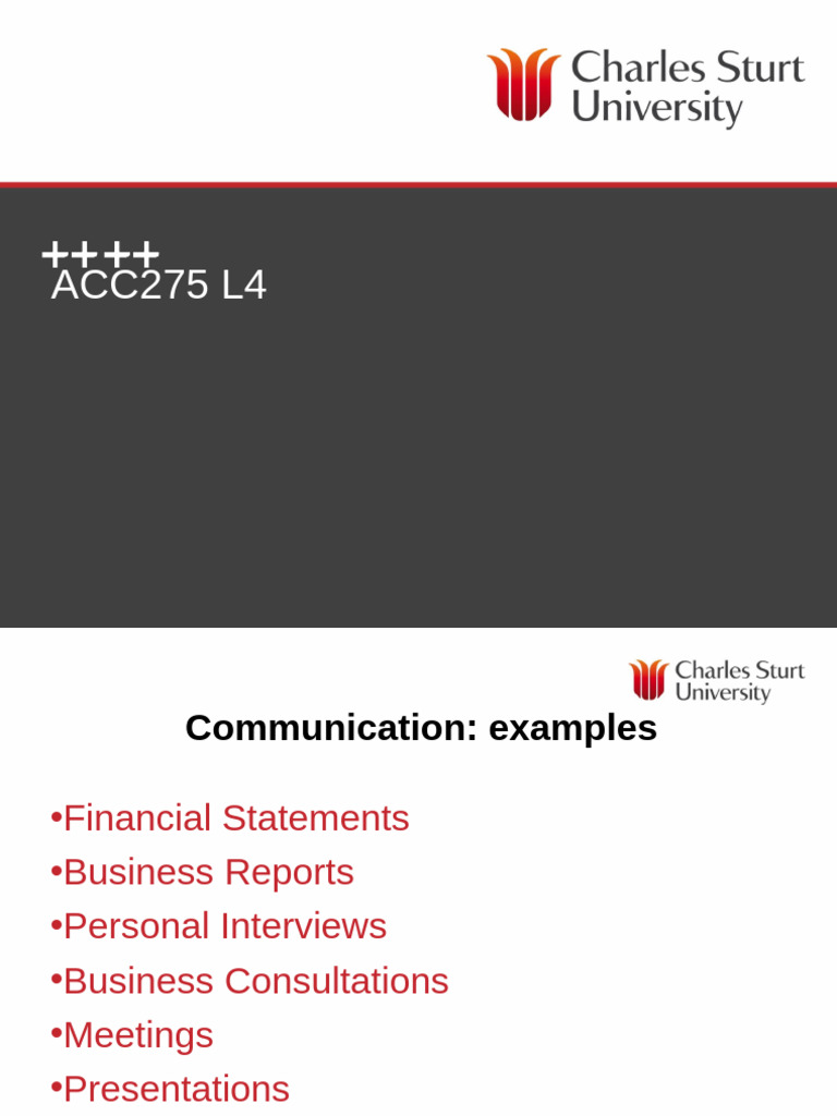 ACC275+Lecture 4+communication (1) - Charles Sturt | PDF ...