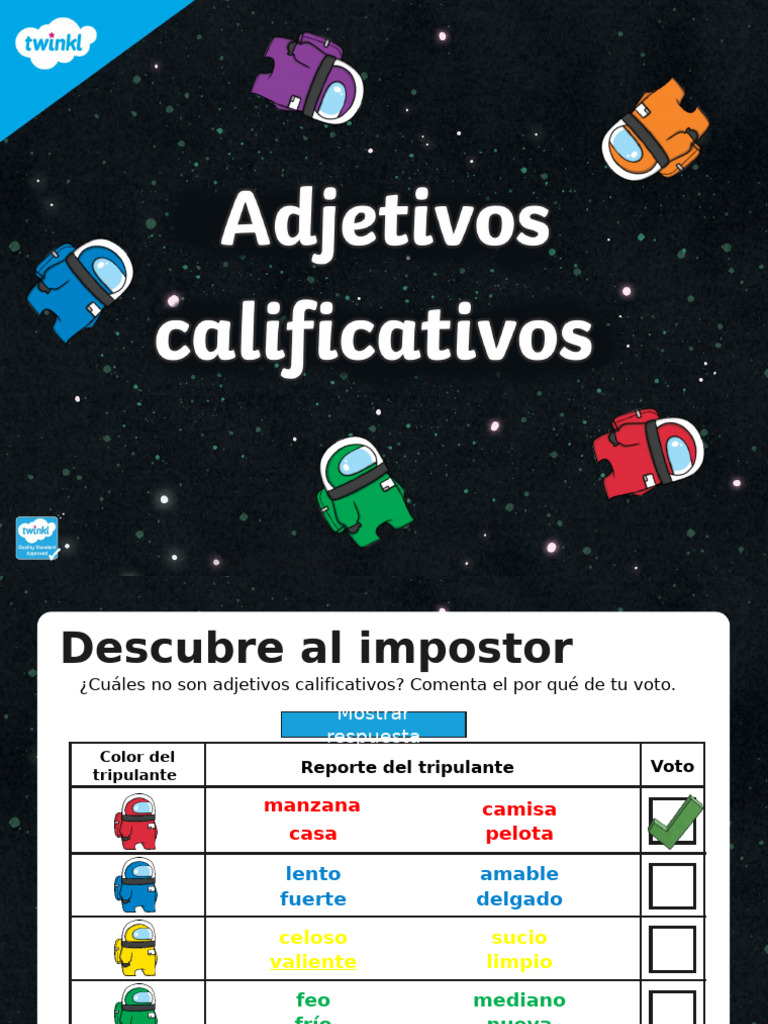 Powerpoint Adjetivos Calificativos | PDF | Adjetivo | Color