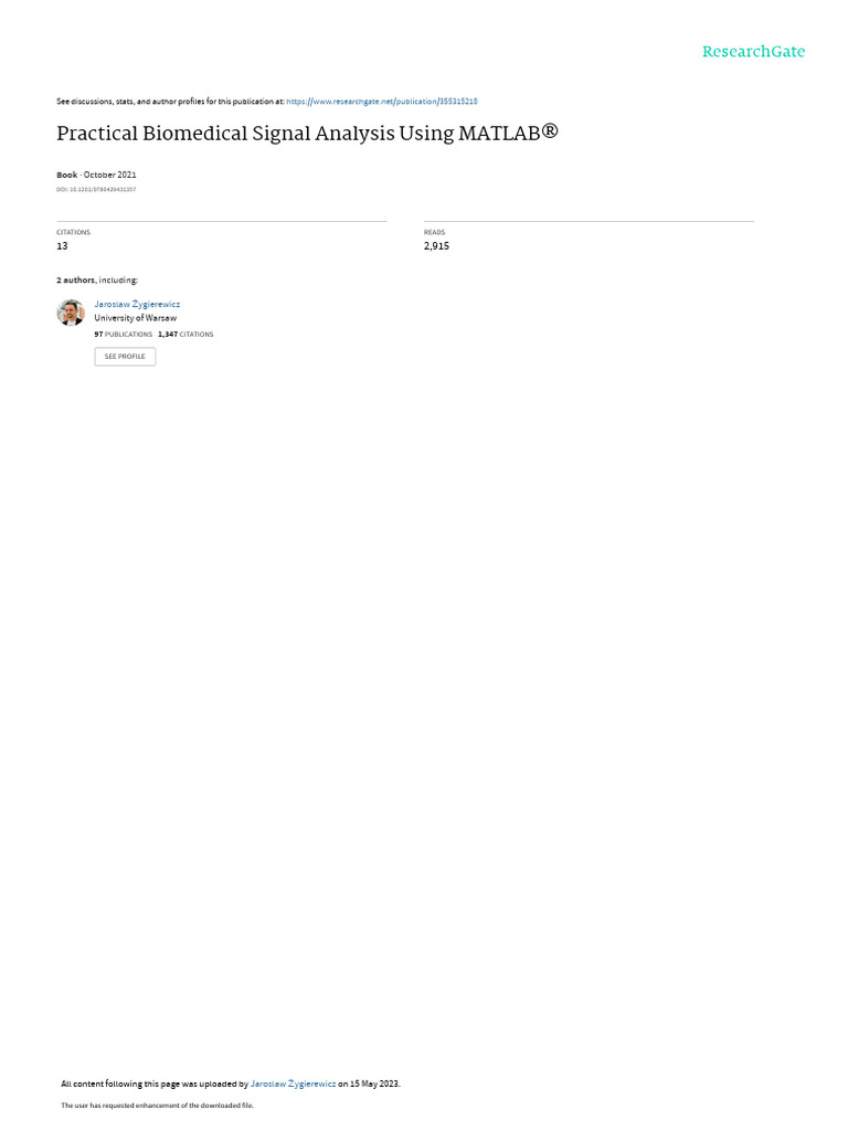 Practical Biomedical Signal Analysis Using MATLABR | PDF | Medical Physics | Electroencephalography