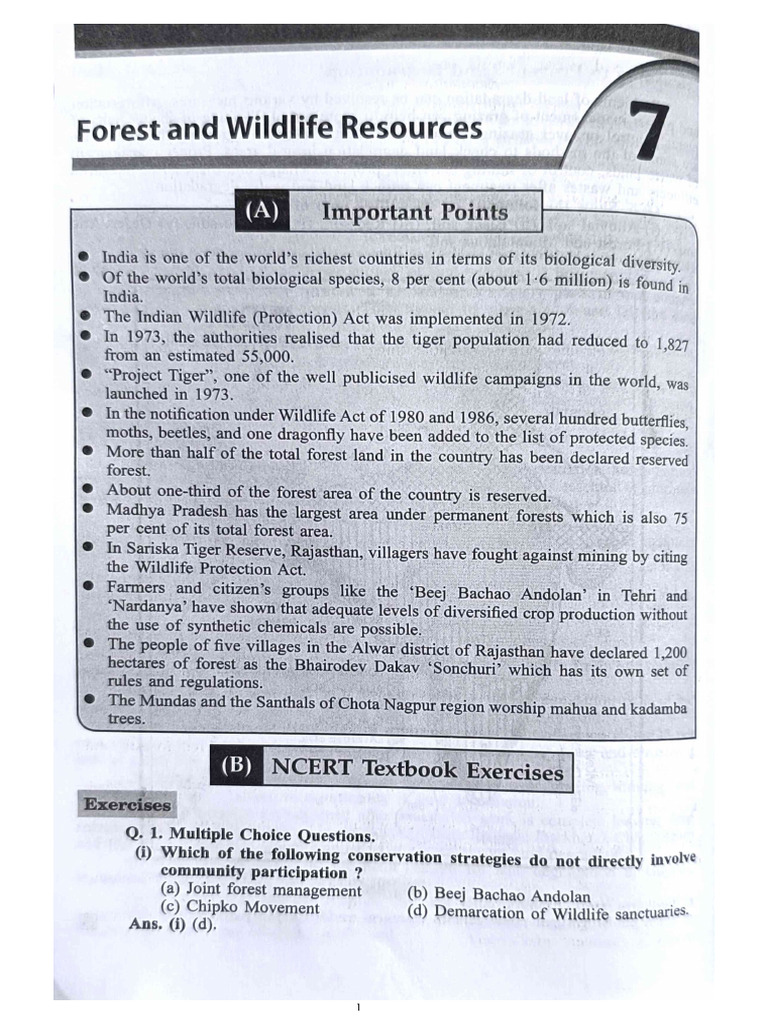 Geography CH-2 Forest and Wildlife | PDF