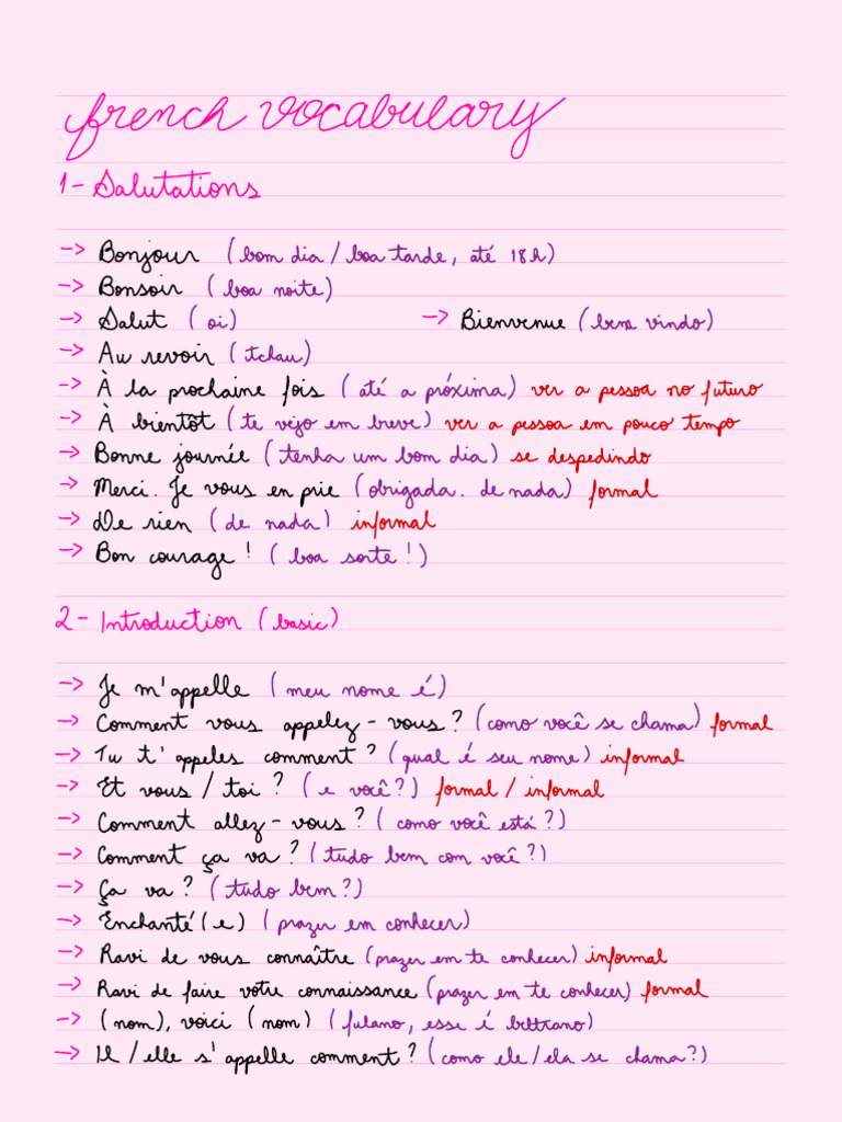 Vocabulário Francês para Iniciantes | PDF