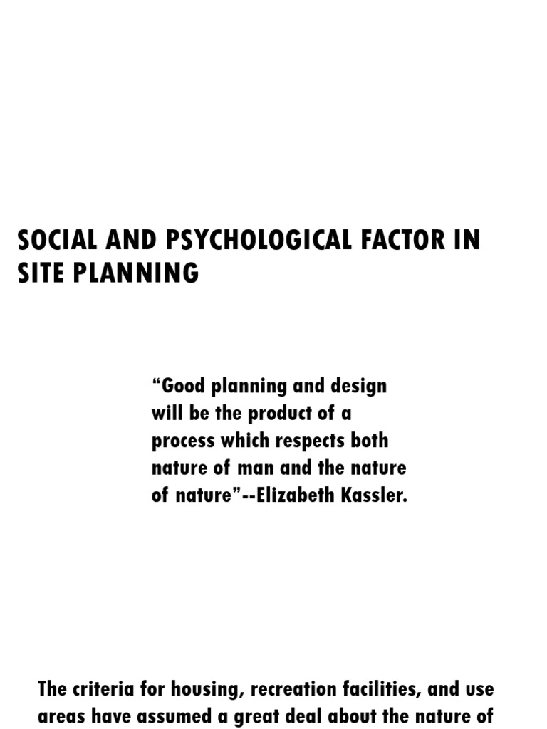 Social and Psychological Factors in Site Planning | PDF | Psychology ...