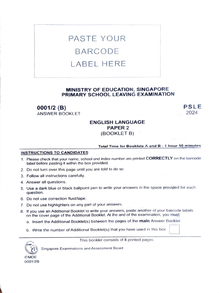PSLE 2024 English Paper 2 Instructions | PDF | Zoo