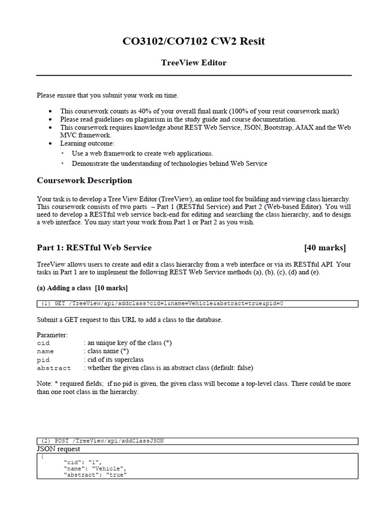 TreeView Editor Coursework Guidelines | PDF | Class (Computer ...