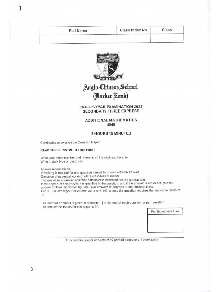Anglo-Chinese School (Barker Road) | PDF