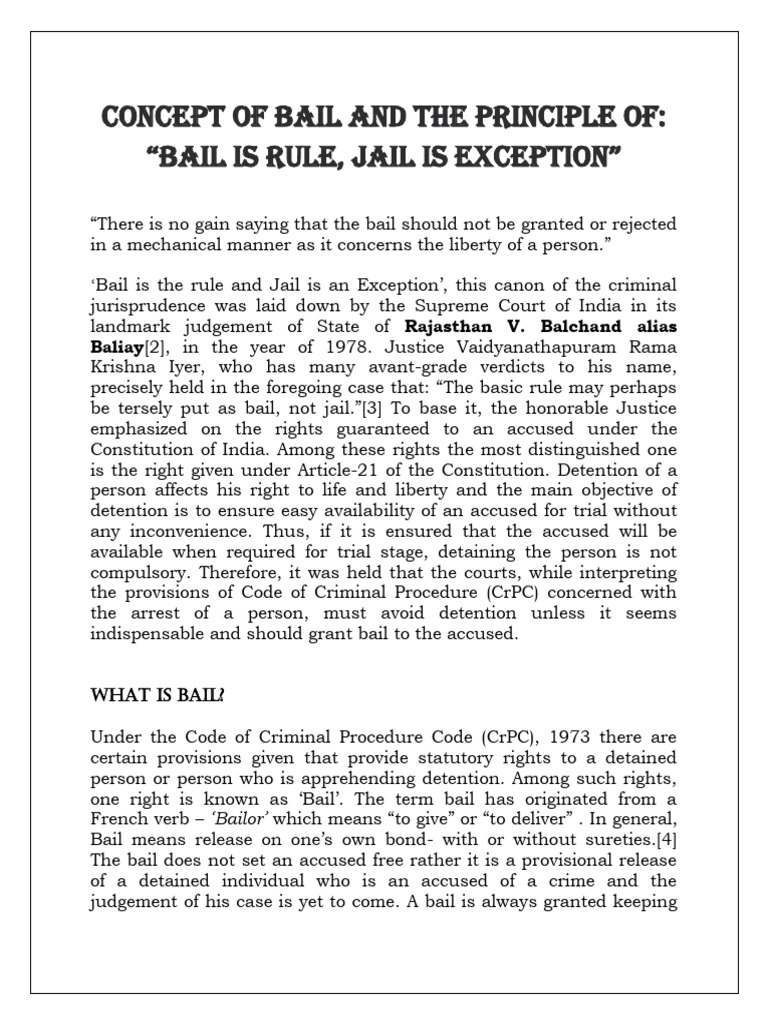 Bail as Rule: Supreme Court Insights | PDF | Bail | Arrest