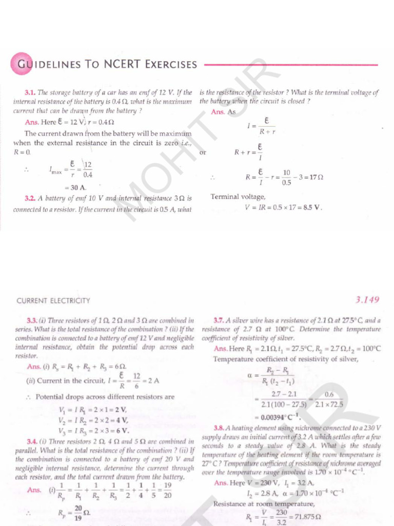 Electrical Resistance and Current Calculations | PDF | Resistor | Voltage