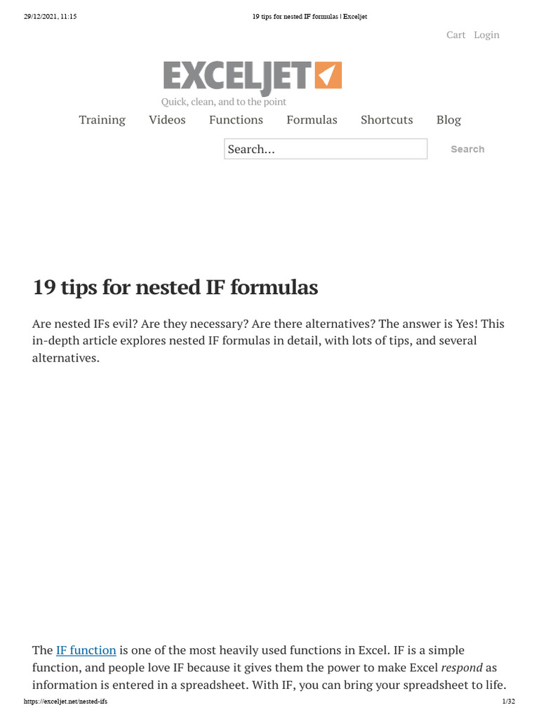 19 Tips For Nested If Formulas - Exceljet | PDF | Boolean Data Type | Formula