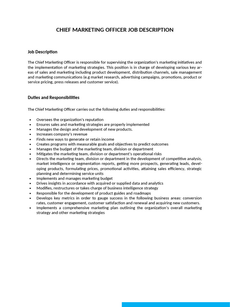 Chief Marketing Officer Role Overview | PDF | Marketing | Marketing ...