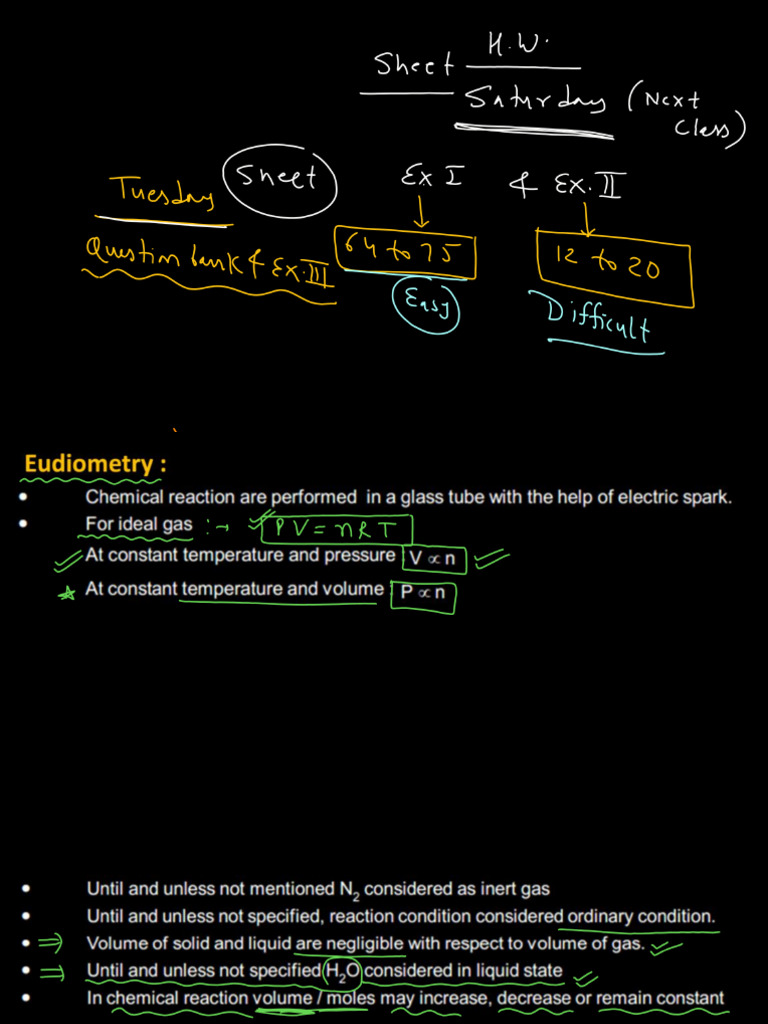 Mole Concept - L-17 (Class Notes) - Eudiometry | PDF