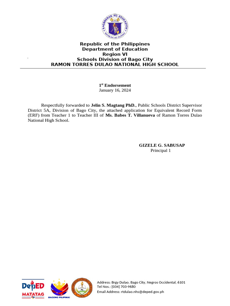 Endorsmnt N Ipcrf Certfction-1 | PDF | Philippines