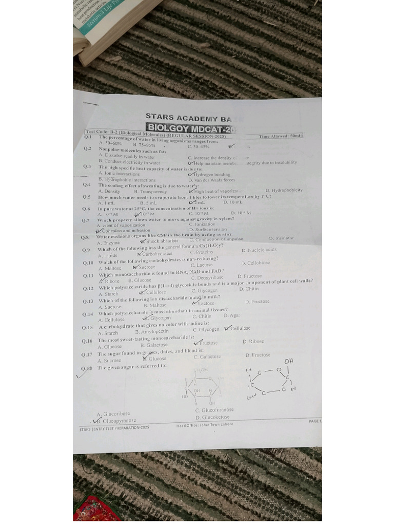 Biological Molecules Test | PDF
