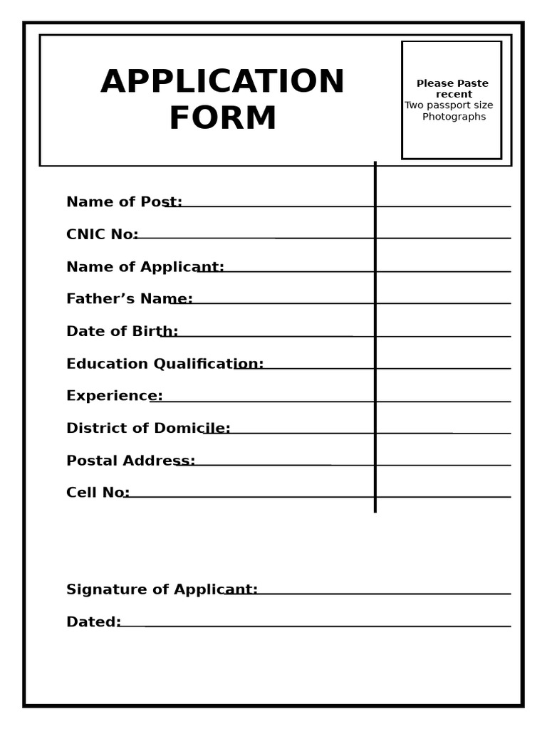 Appliction Form | PDF