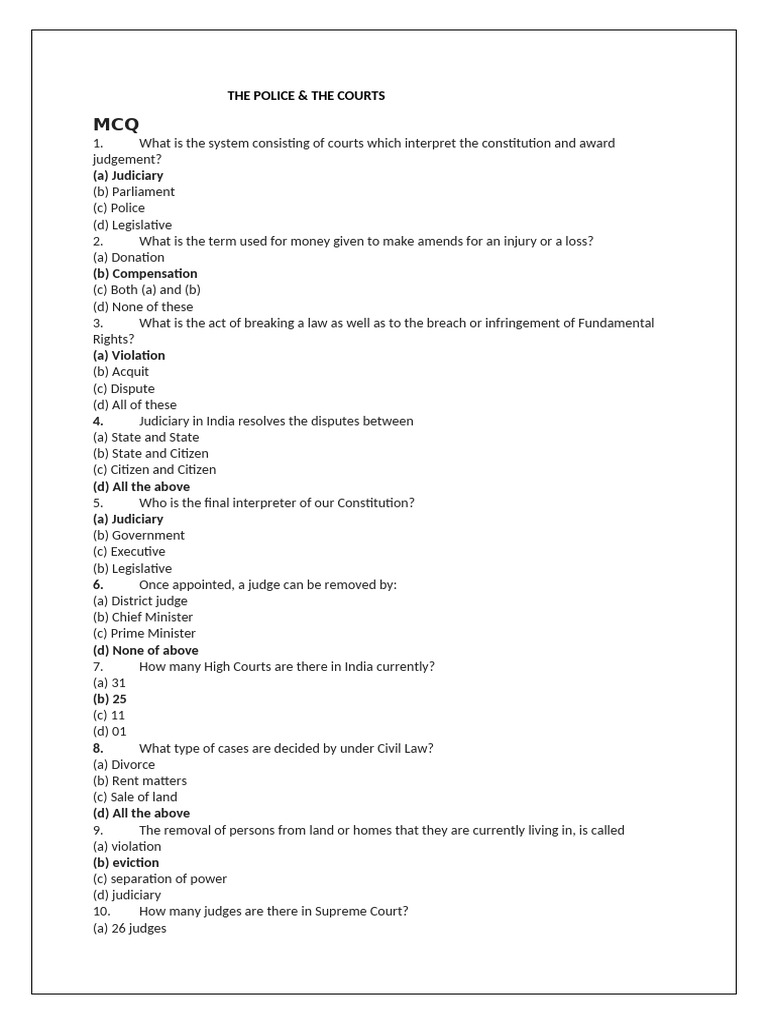 The Police & Courts - Worksheet | PDF | Prosecutor | Arrest