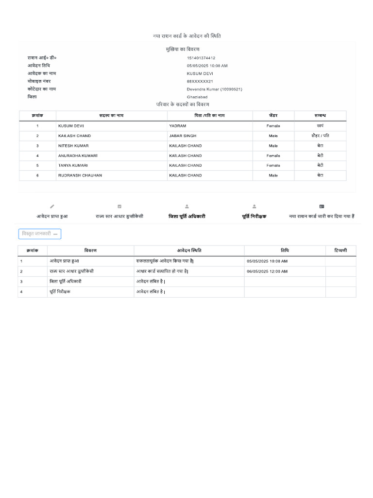 Ration Card Kusum Devi | PDF