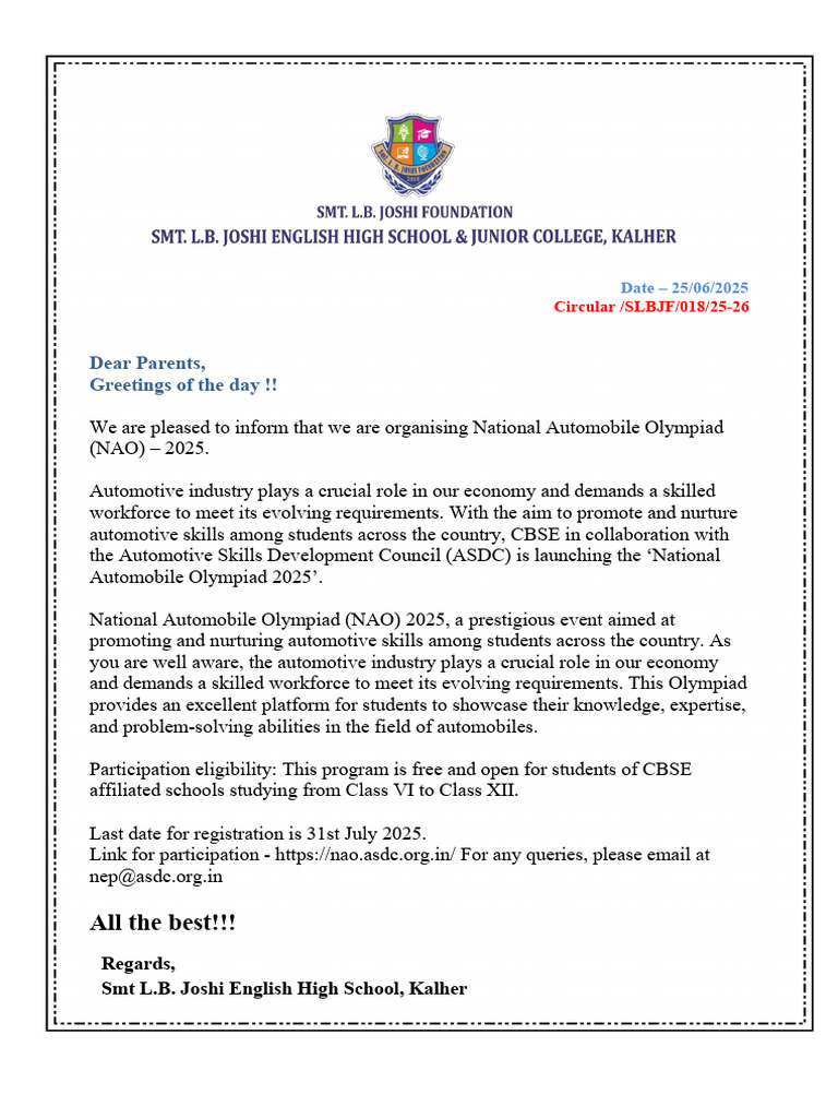 Automobile Olympiad Circular | PDF