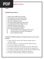 Tenses Worksheet Class 10 CBSE | PDF