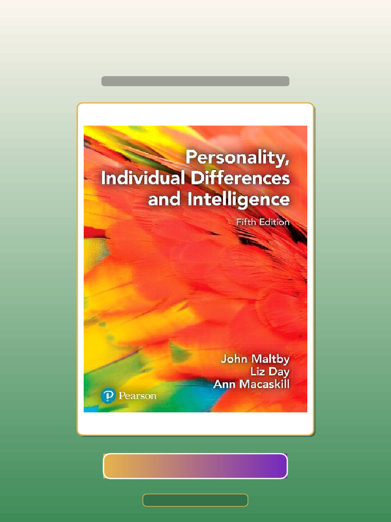 Personality Individual Differences and Intelligence 5th Edition John ...