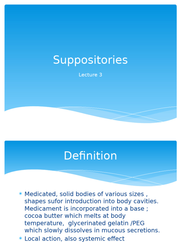 Preparation and Types of Suppositories | PDF | Polyethylene Glycol ...