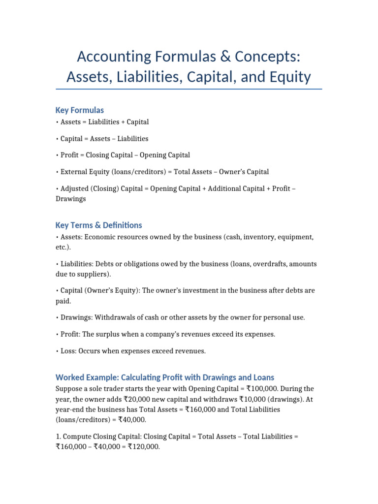 Accounting Formulas and Concepts | PDF