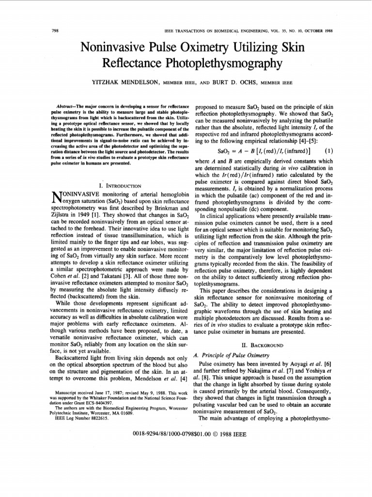 1988 Noninvasive Pulse Oximetry Utilizing Skin Reflectance ...