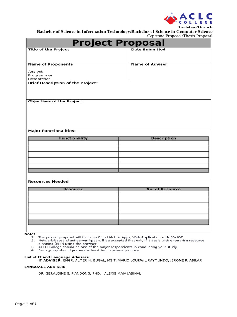 Capstone Project Proposal Template | PDF