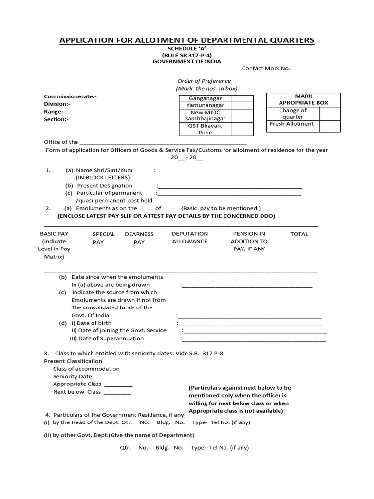 Quarters Request and Acceptance Form | PDF | Government | Taxation