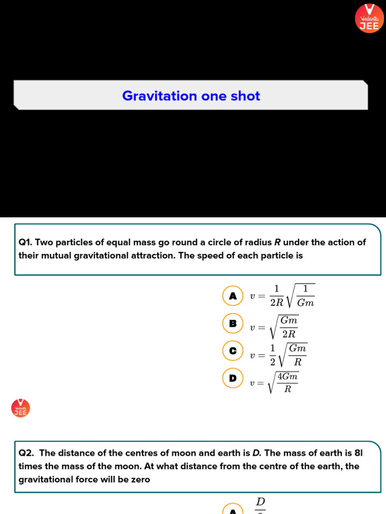 Gravitational Physics Questions and Solutions | PDF | Orbit | Mass