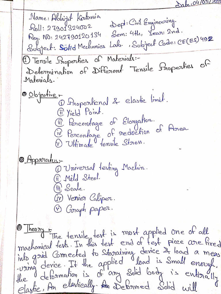 Solid Mechanics Lab | PDF
