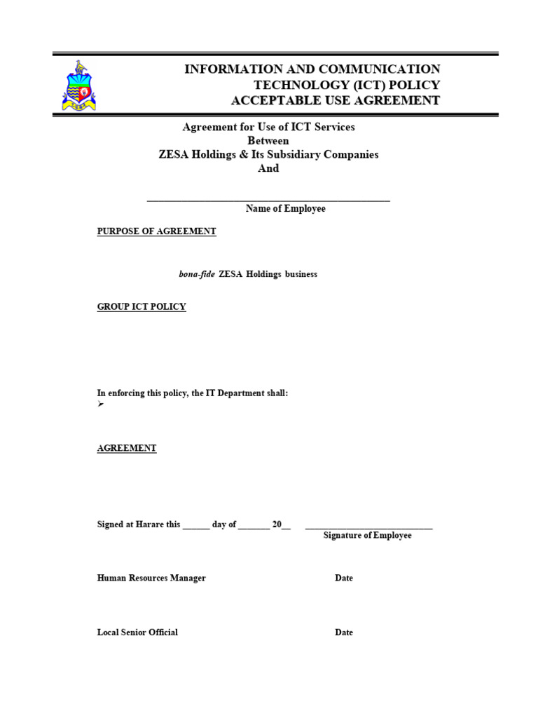 ICT Acceptable Use Policy Agreement | PDF | Information And ...