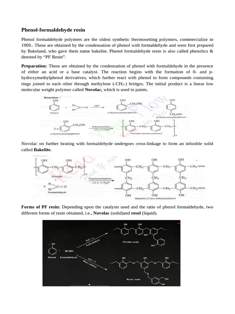 Overview of Phenol-Formaldehyde Resin | PDF | Materials | Chemical ...