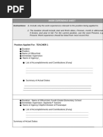 CS Form No. 212 Attachment Work Experience Sheet Sample | PDF