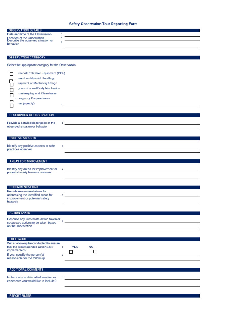 Safety Observation Report | PDF