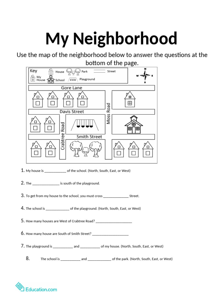 Neighborhood Map Direction Mapping Skills | PDF