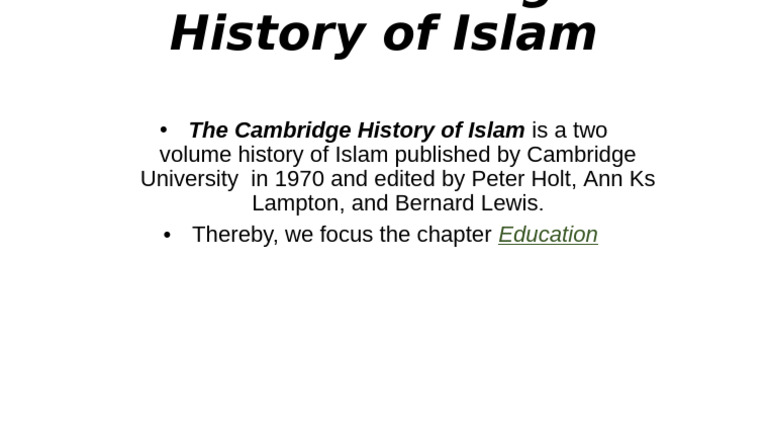 The Cambridge History of Islam | PDF
