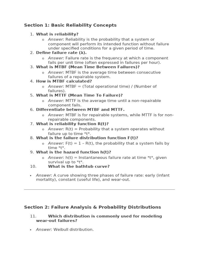 10 Key Reliability Questions Explained | PDF | Reliability Engineering ...