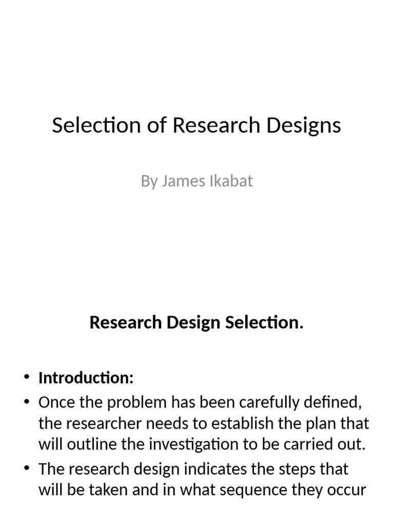 Research Design Selection. | PDF | Causality | Statistics