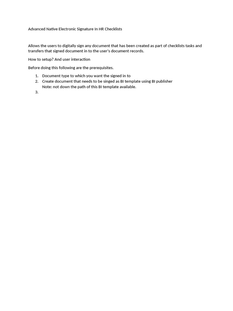 Advanced Native Electronic Signature in HR Checklists | PDF
