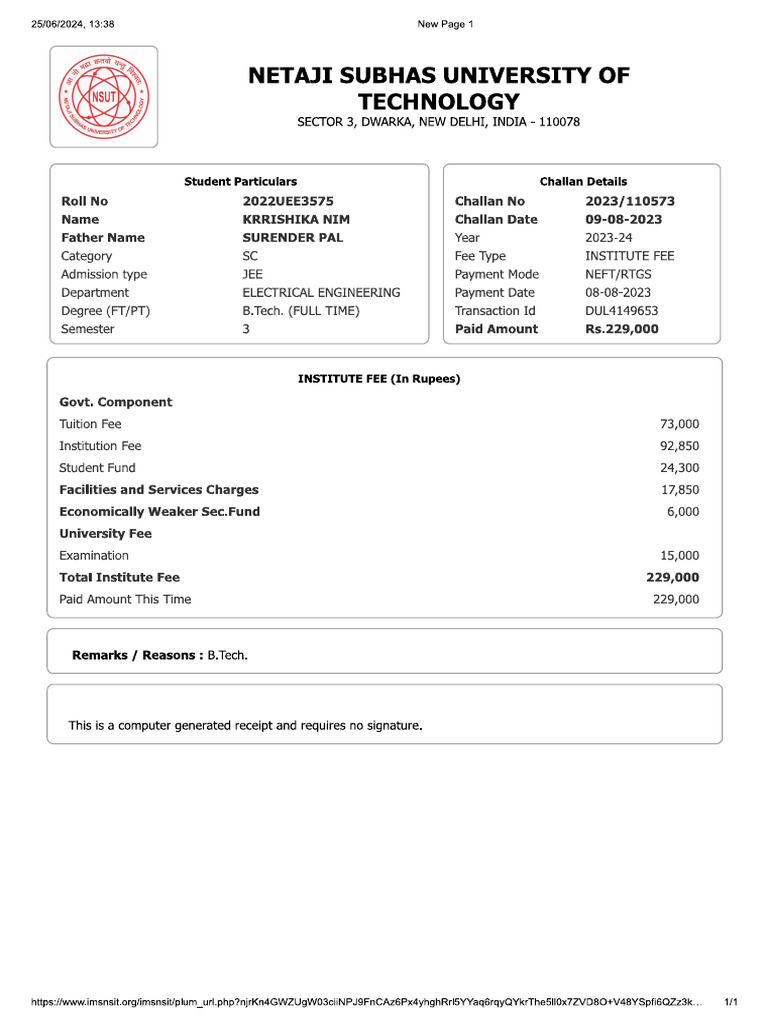 2nd Year Fee Chalan | PDF