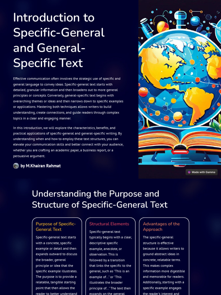 Introduction To Specific General and General Specific Text | PDF ...