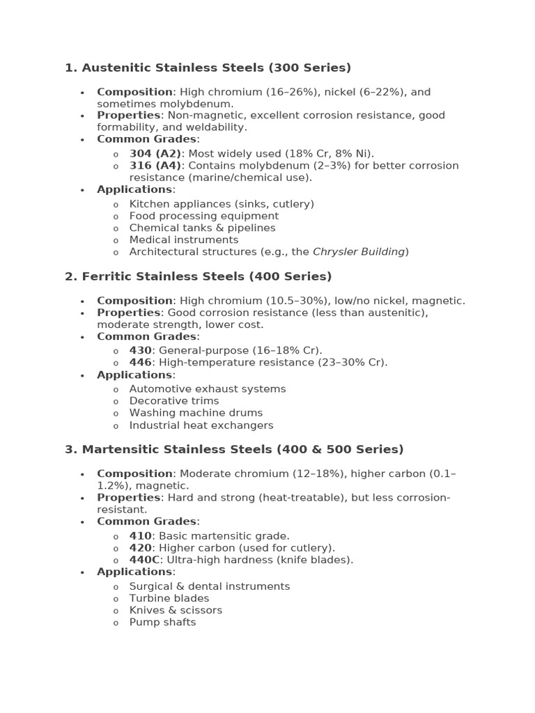 Stainless Steel Applications | PDF | Stainless Steel | Steel