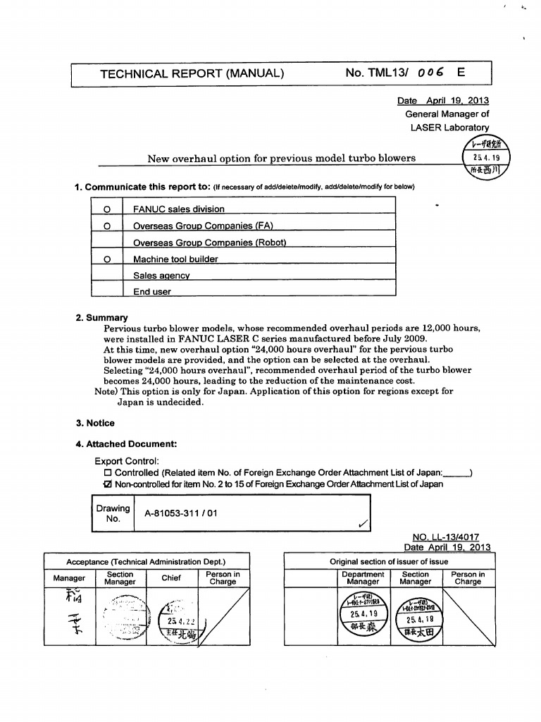 TML03-006E New Overhaul Option For Previous Model Turbo Blowers | PDF